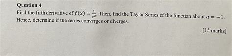 Solved Question 4find The Fifth Derivative Of F X 1x2