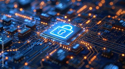 Cybersecurity And Data Protection Concept With Futuristic Circuitry And Digital Lock Stock