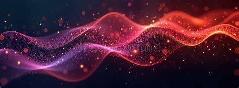 Abstract Digital Wave Pattern With Glowing Particles Colorful Dynamic Lines Create Motion