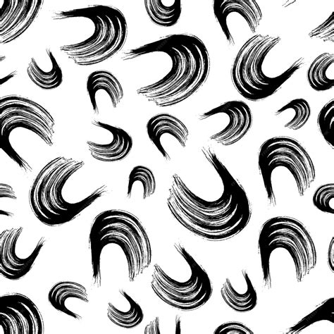 Premium Vector Seamless Pattern With Black Wavy Grunge Brush Strokes In Abstract Shapes On