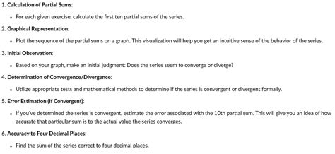 1 Calculation Of Partial Sums For Each Given Chegg Com