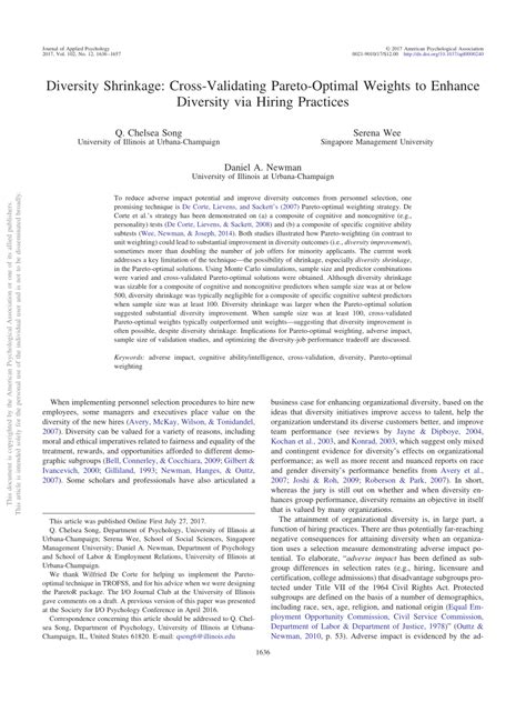 Pdf Diversity Shrinkage Cross Validating Pareto Optimal Weights To Enhance Diversity Via