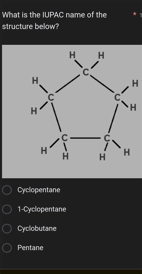 What Is The Iupac Name Of The Structure Below Cyclopentane 1
