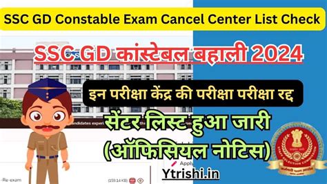 SSC GD Constable Exam Cancel Center List Check Ssc Gov In
