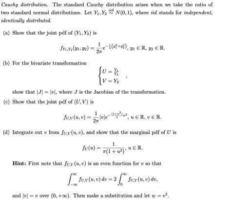 Solved Cauchy Distribution The Standard Cauchy Distribution