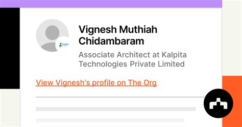 Vignesh Muthiah Chidambaram Associate Architect At Kalpita Technologies Private Limited The Org