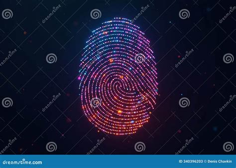 Fingerprint Scanner On Dark Blue Background With Binary Code And