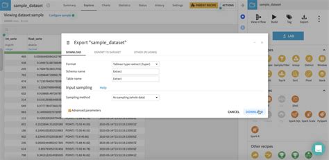 Plugin Tableau Hyper Export Dataiku