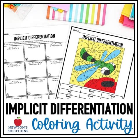 Implicit Differentiation Color By Number Calculus Activity Tpt