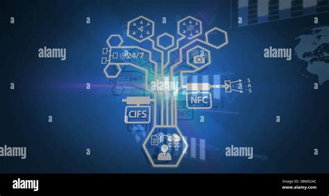 Central Network Tree Branching Upward On Digital Screen With User Silhouette And Cifs Nfc Nodes