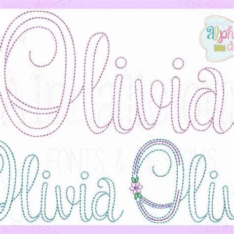 Olivia Embroidery Font Cursive Embroidery Font Digitized Etsy