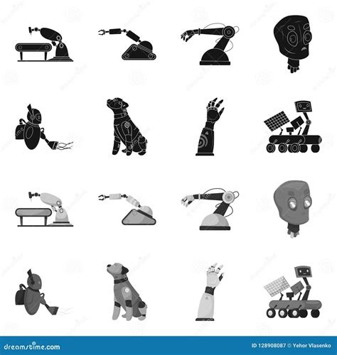 Vector Design Of Robot And Factory Sign Collection Of Robot And Space Stock Vector Illustration