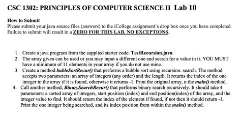 Solved CSC 1302 PRINCIPLES OF COMPUTER SCIENCE II Lab 10 Chegg