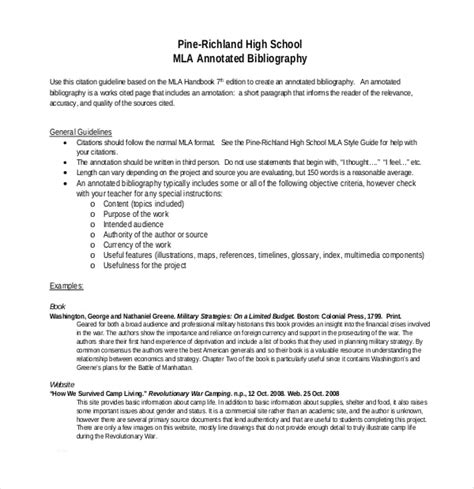 8 MLA Annotated Bibliography Template DOC PDF