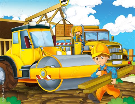 Construction Site Workers Cartoon