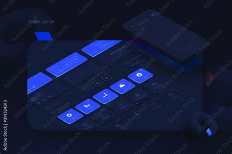 Toolkit Ui Ux Scene Creator Mobile Application Design Smartphone Mockup With Active Blocks And