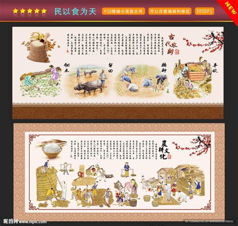 民以食为天手绘人物工装背景墙设计图 展板模板 广告设计 设计图库 昵图网