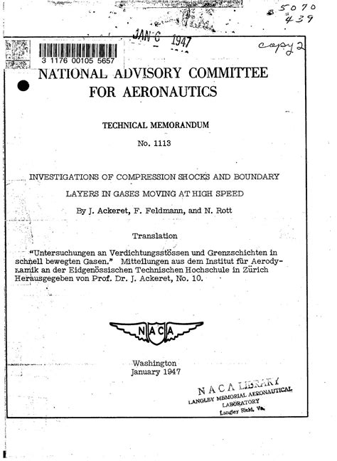 Investigations Of Compression Shocks And Boundary Layers In Gases Moving At High Speed Unt