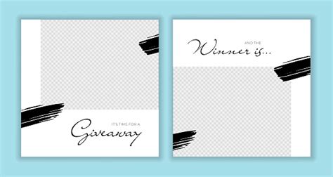 벡터 경품 이야기 트렌디 한 템플릿 세트입니다 손으로 그린 브러시 스트로크가있는 흑백 프레임은 사진 및 제목 텍스트를위한