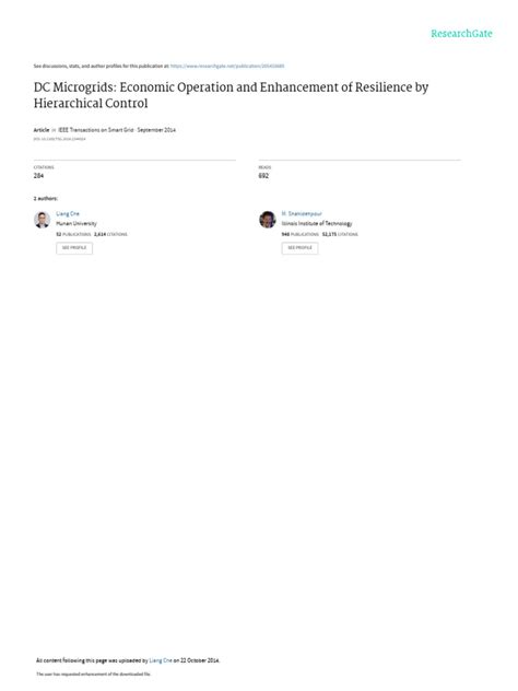 Dc Microgrids Economic Operation And Enhancement Of Resilience By Hierarchical Control Pdf