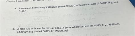 Solved Molecular Formulas Write The Molecular Formula For Chegg Com
