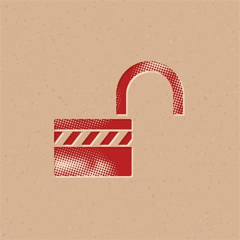 Premium Vector Padlock Unlocked Halftone Style Icon With Grunge Background Vector Illustration