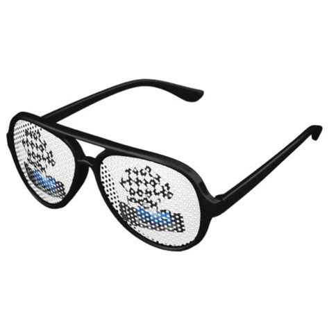 Blue Race Car With Checkered Flag Aviator Sunglasses Zazzle