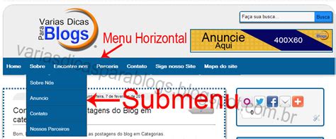 Menu Horizontal Com Css E Submenu Para Blog Blogspot ~ Irismar Dicas
