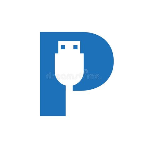 Initial Letter P Usb Symbol Design Computer Connection Usb Cable Icon Vector Stock Vector