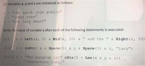 Solved B Variables X Y And Z Are Initialised As Follows
