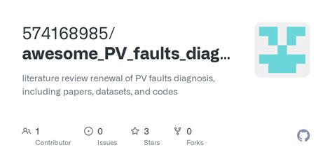 Github 574168985awesomepvfaultsdiagnosis Literature Review Renewal Of Pv Faults Diagnosis