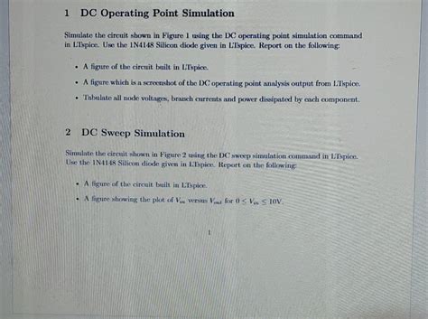 Solved 1 Dc Operating Point Simulation Simulate The Circuit
