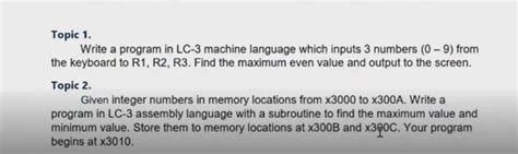 solved topic 1 write a program in lc 3 machine language
