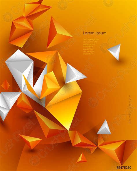 Abstract 3d Geometric Polygon Triangle Pattern Shapeyellow Orange Gradient Color Stock