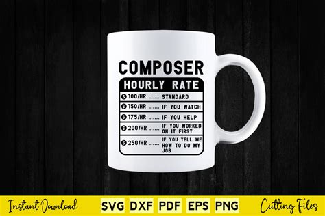 funny composer hourly rate svg cut file graphic by buytshirtsdesign