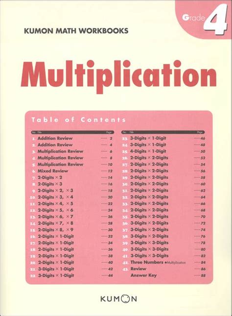 Multiplication Grade 4 Workbook Kumon Publishers 9781933241562