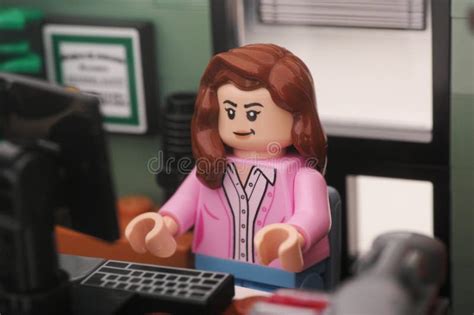 Lego Woman Behind The Office Desk Editorial Photography Image Of