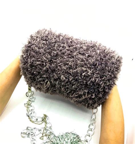 Double Handknitted Mokko Color Muff Of Faux Fur And Wool With Etsy