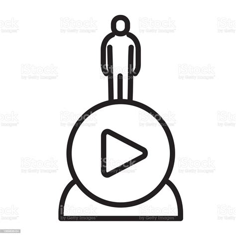 소셜 미디어 콘텐츠 크리에이터 업적 트로피 플레이 버튼이 있는 어워드 플라크 편집 가능한 스트로크아이콘 1위에 대한 스톡 벡터