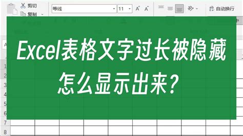 Excel表格中文字过长被隐藏，怎么显示出来？ 办公技巧 Youtube