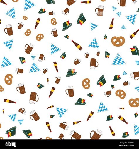 Vector Oktoberfest Seamless Pattern With Bavarian Elements Tyrolean
