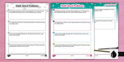 Addition And Subtraction Word Problems Worksheets Pack