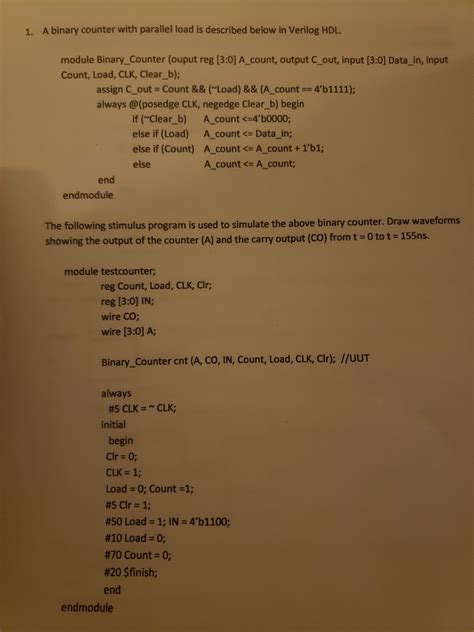 Solved 1 A Binary Counter With Parallel Load Is Described