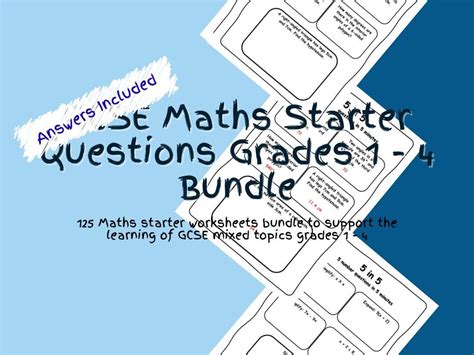 Gcse Maths Starters 125 Worksheet Bundle Grades 1 4 Teaching Resources