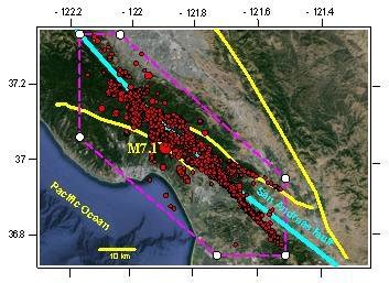 Epicentral Map Of The 1989 M7 1 Loma Prieta Earthquake Circles Denote