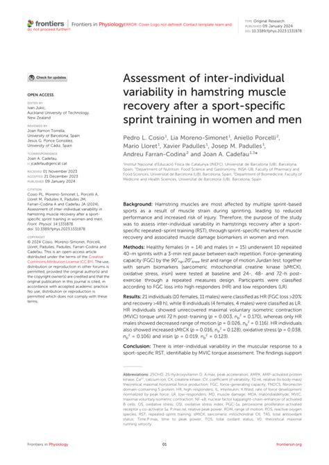 Pdf Assessment Of Inter Individual Variability In Hamstring Muscle Recovery After A Sport