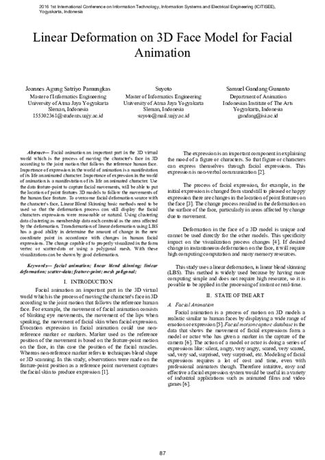 Pdf Linear Deformation On 3d Face Model For Facial Animation