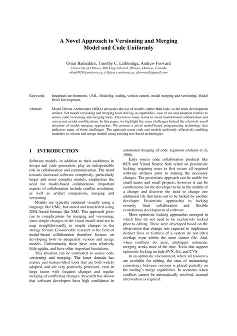 Pdf A Novel Approach To Versioning And Merging Model And Code Uniformly