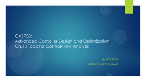 PDF CAS Advanced Compiler Design And Optimization Ch Tools For Control Flow Analysis