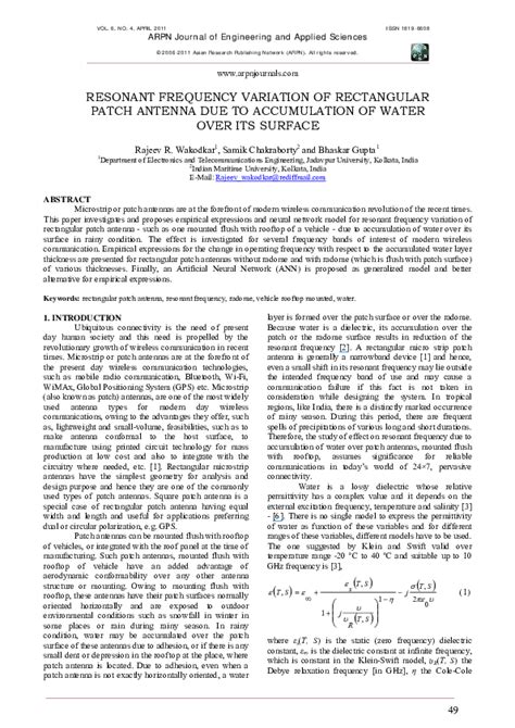 Pdf Variation Of Resonant Frequency Of A Rectangular Microstrip Patch Antenna Due To